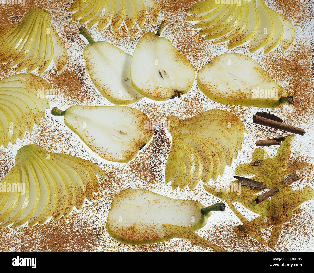 Pears, cut open, cinnamon, Still life, pear, pear slices, Pyrus, fruits ...