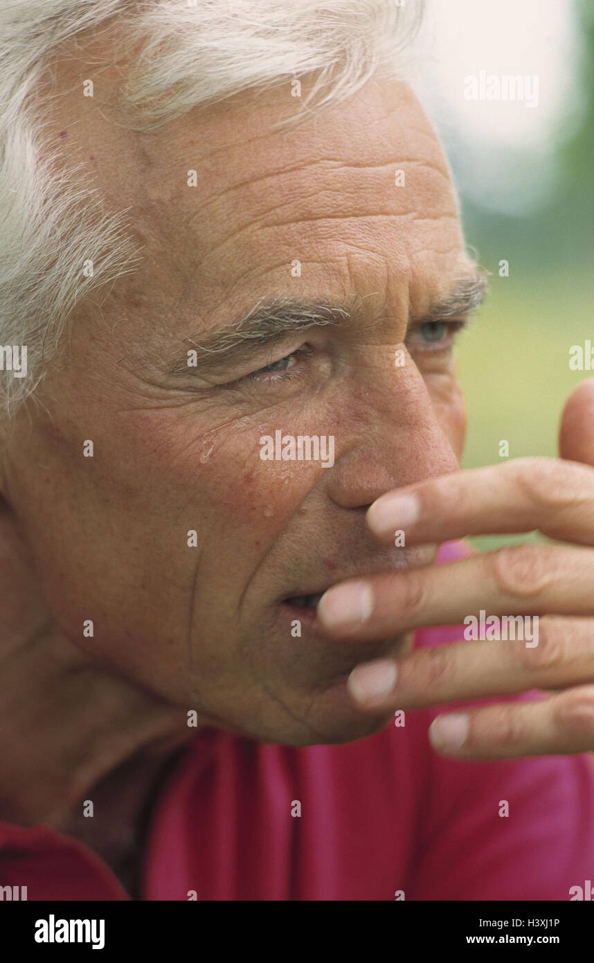 Man, desperately, weep, portrait, model released, outside, middle old ...