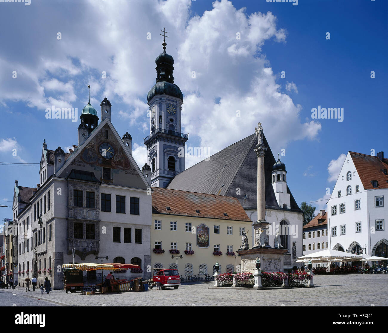 Germany, Upper Bavaria, Freising, Marienplatz, church, Marien's pillar ...