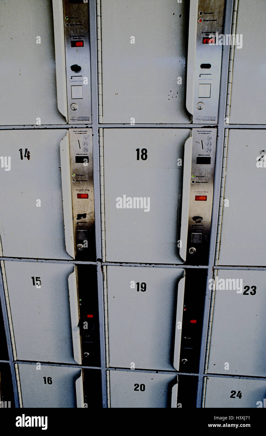 Railway station, detail, lockers, product photography, locker, close ...