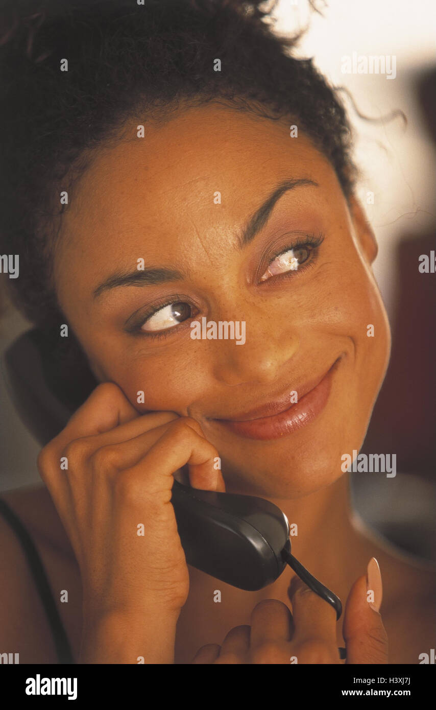 Woman, call up, smile, portrait, phone, telecommunication ...