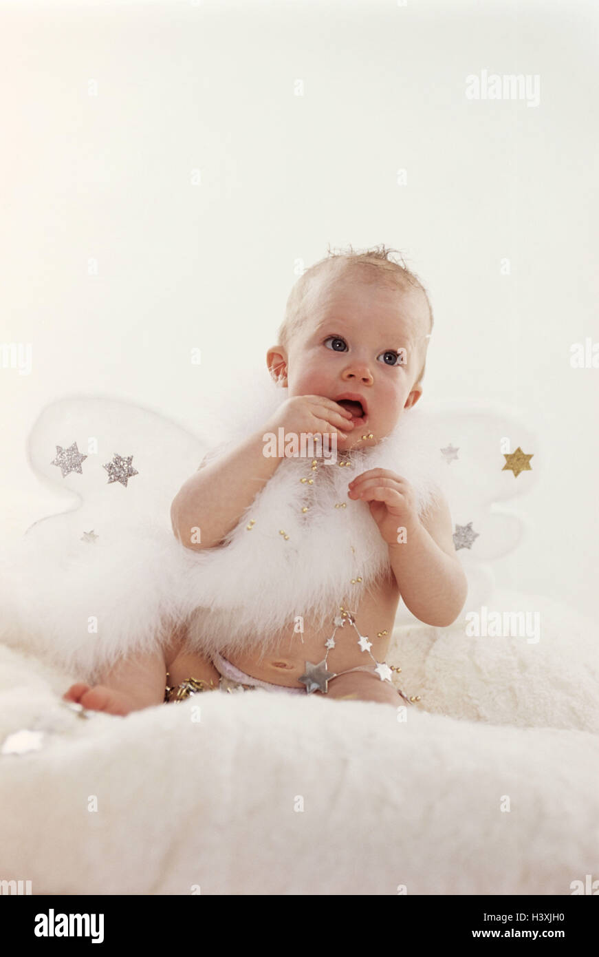 Infant, angel, sit, cloud studio, Christmas, child, baby, wing, angel's ...