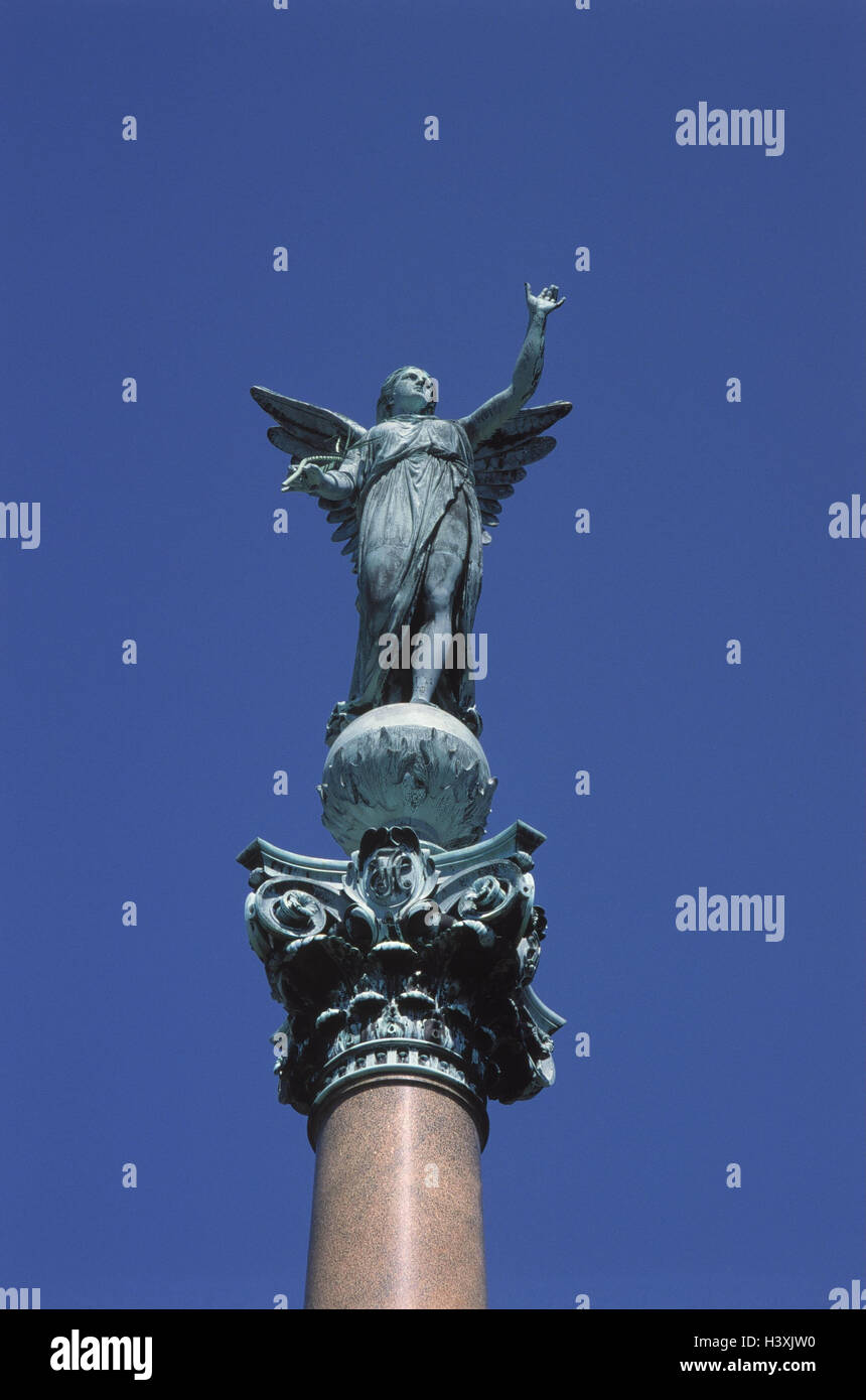 Denmark, Copenhagen, monument, pillar, angel, Scandinavia, capital ...