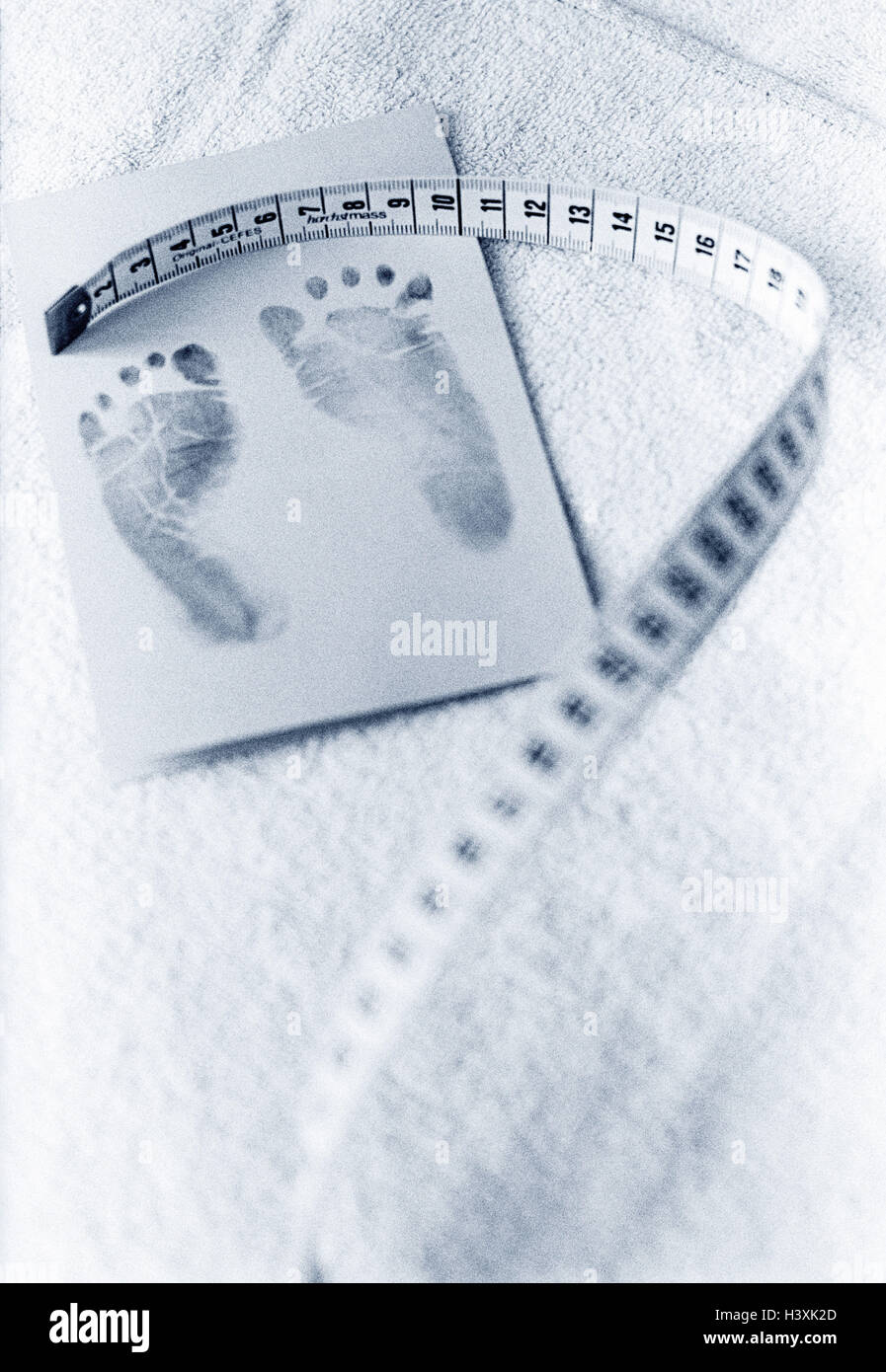 Paper, footprints, tape measure, b/w, paper leaves, child feet ...