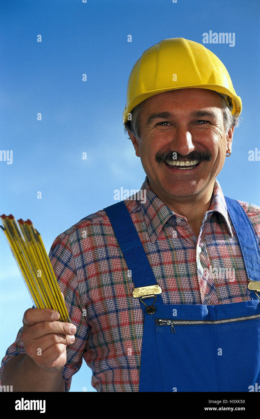 Construction worker, safety helmet, hard hat, portrait, mb 11 A3 Stock ...