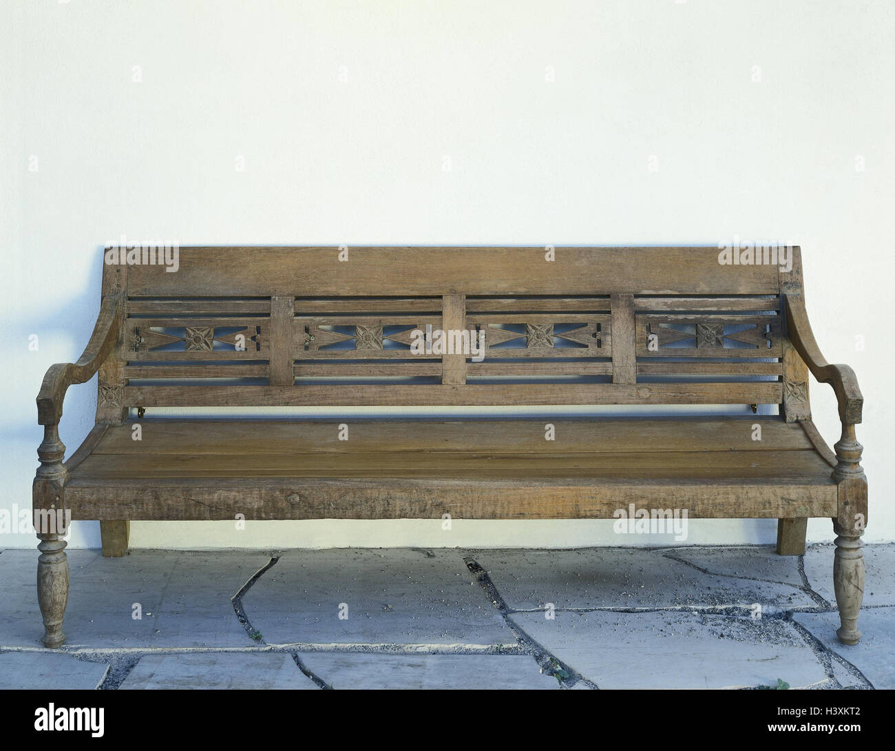 wooden bank, outside, outside wall, outside wall, white, bank, saddle ...