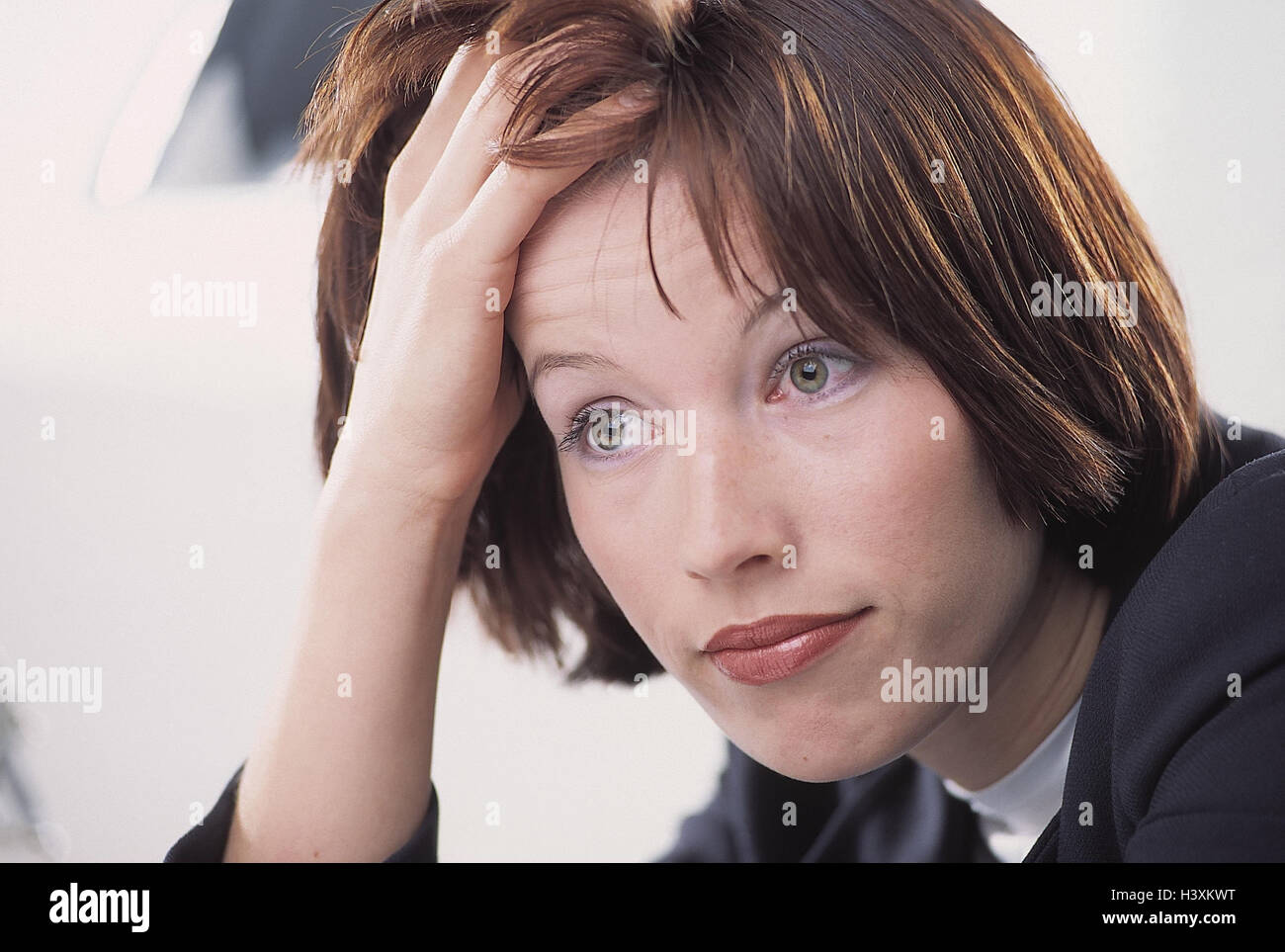 Woman, young, desperation, portrait, inside, businesswoman, young ...
