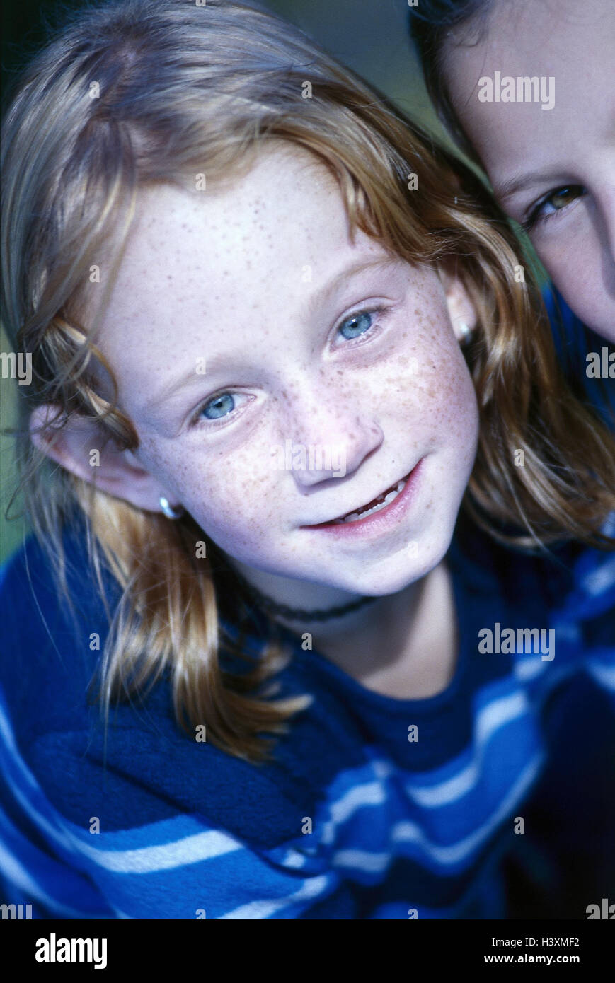 Girls, red-haired, freckles, portrait, from above child portrait, child ...