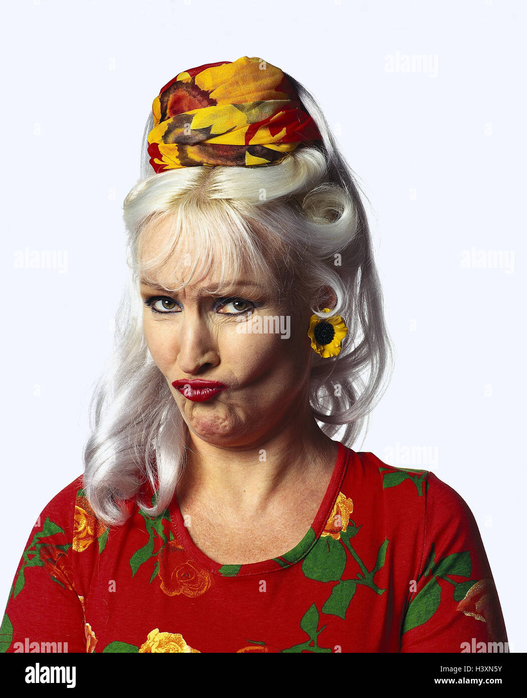 Woman, blond, cloth, hair, facial play, pout, portrait, mb 73 A1 Stock ...