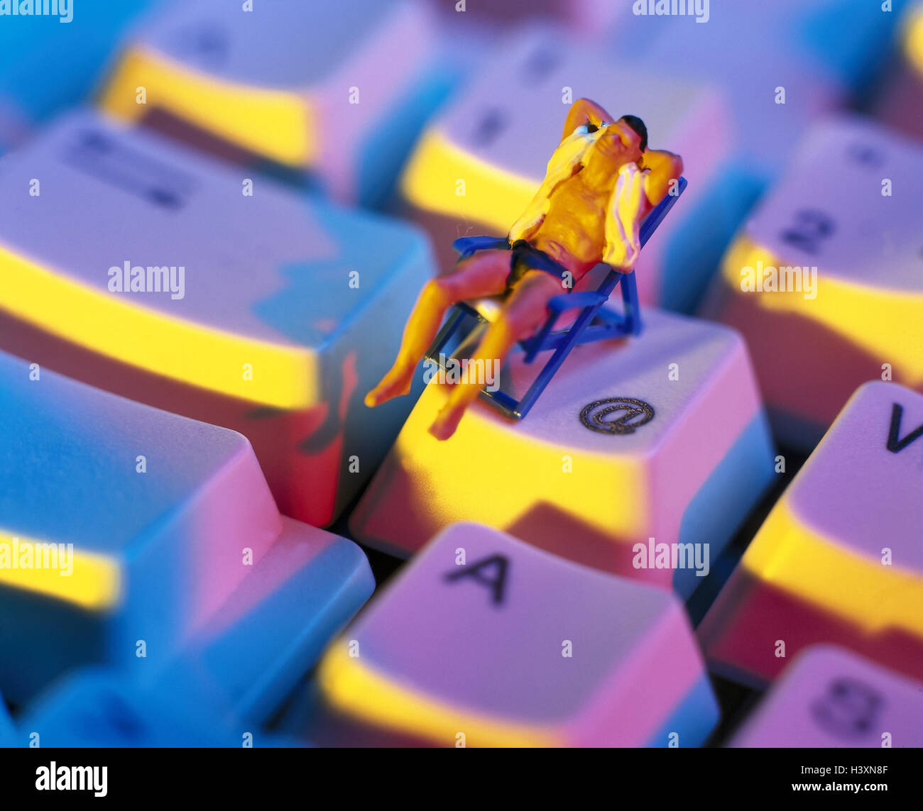 Computer keyboard, button, at-sign, toys figure, deck chair, keyboard ...