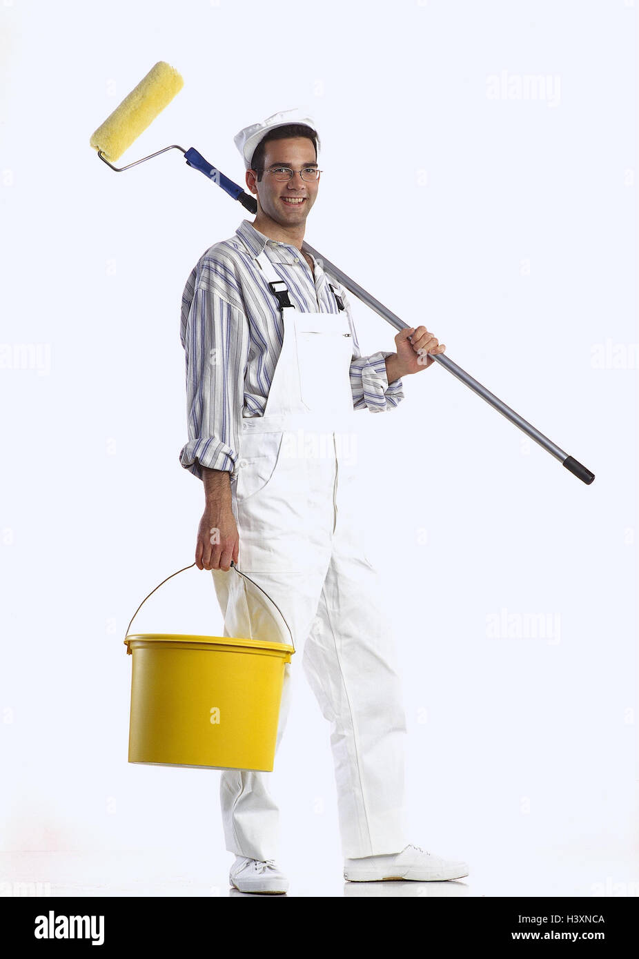 Painter, young, bucket, colour role studio, cut out, man, occupation ...