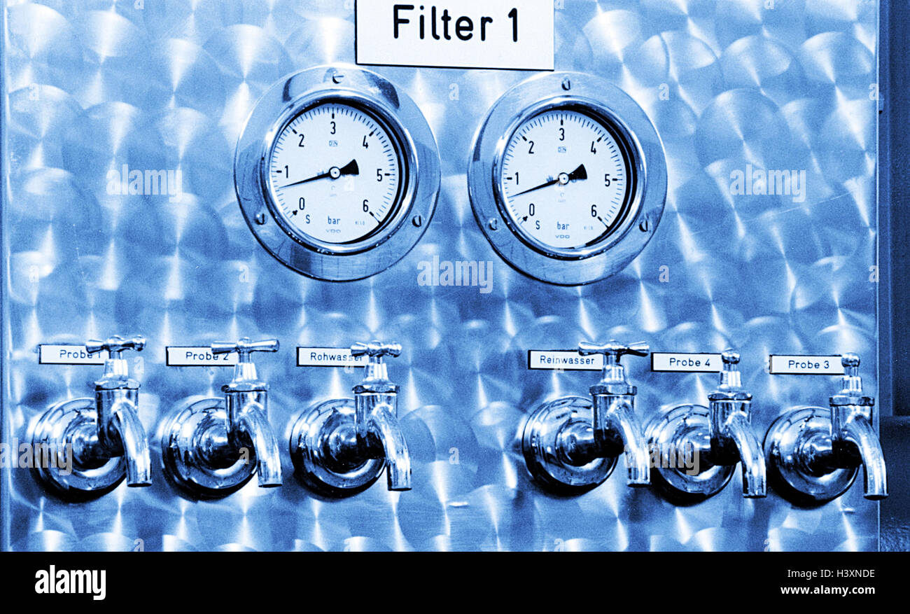 Water opus, water, filtering, taps, manometres, monochrome, water ...