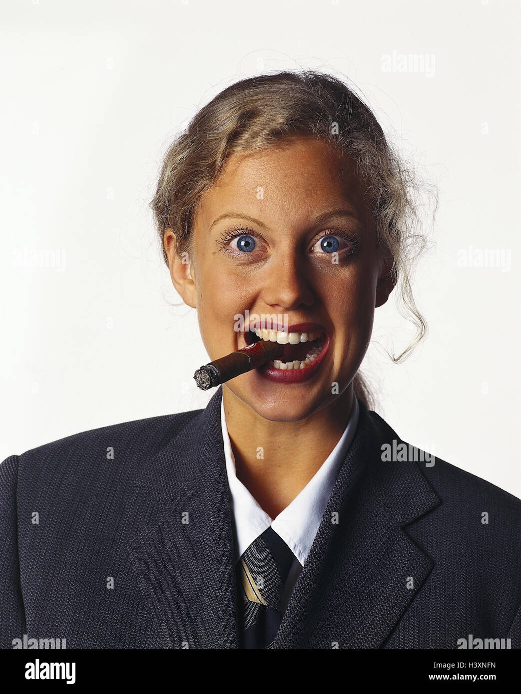 Woman, suit, cigar, portrait, mb 19 A3 Stock Photo - Alamy