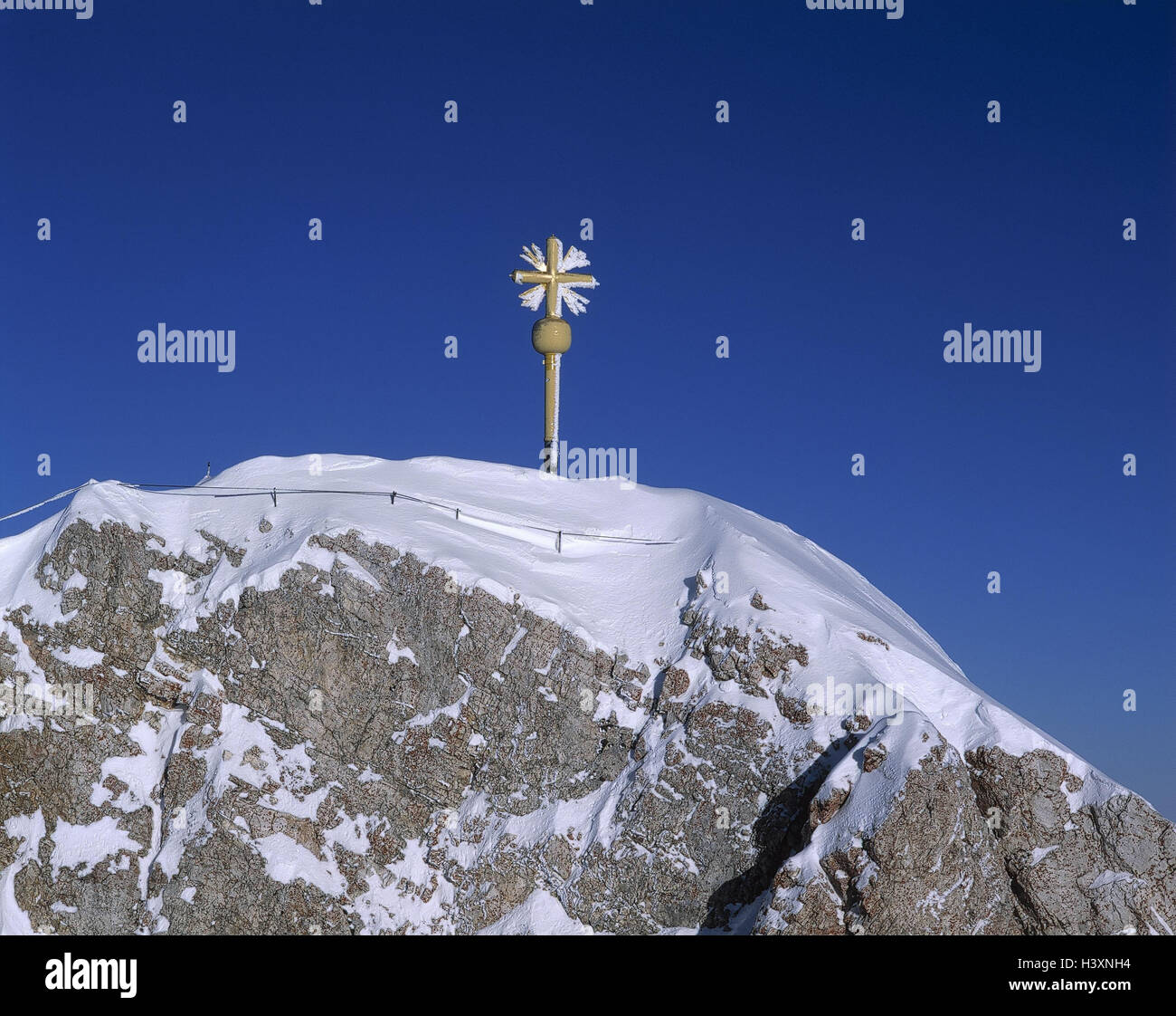 Germany, Garmisch-Partenkirchen, Zugspitze, summit cross, Upper Bavaria ...