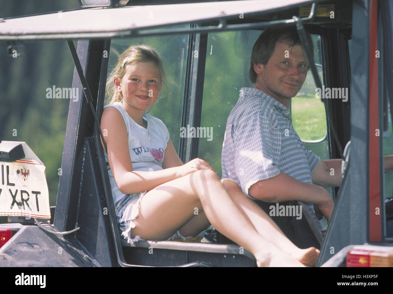 Tractor, farmer, girl, go, make summer mark unrecognizable to ...