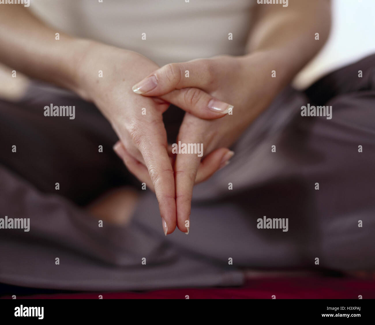 Yoga, woman, meditation, an easy seat, "Sukhasana", detail, hand ...