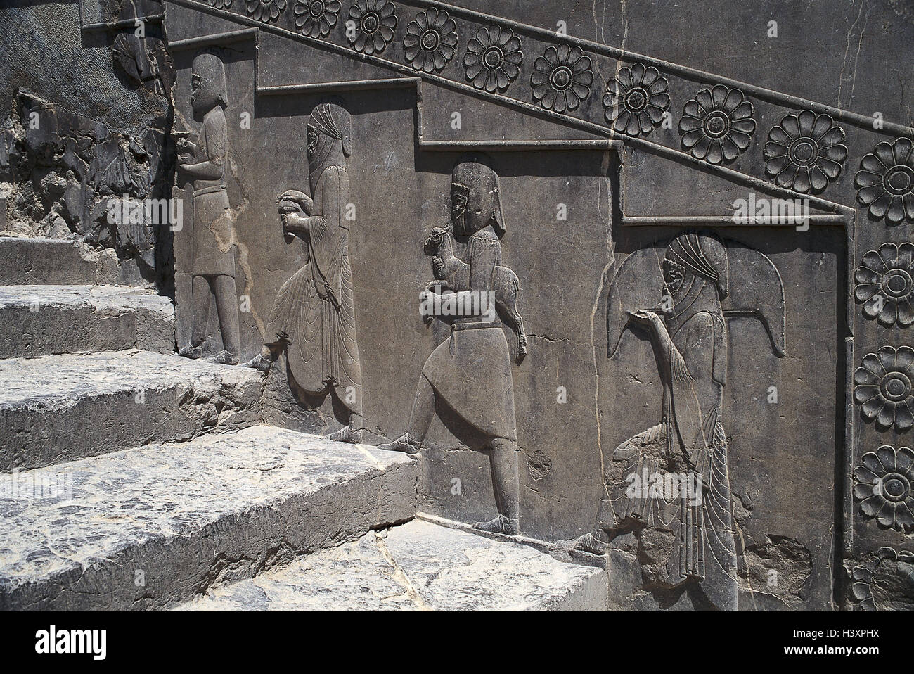 Iran, province Fars, Persepolis, Palace, Darius, stairs rising, detail ...