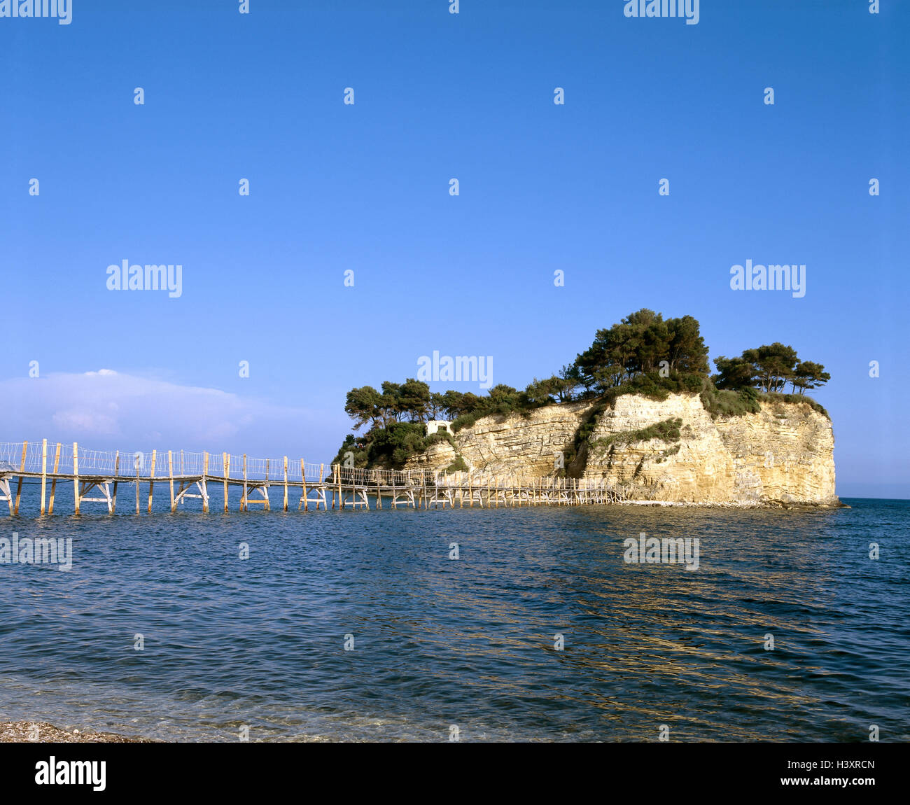 Greece, Ionian islands, Zakynthos, bay Laganas, rock island, wooden ...