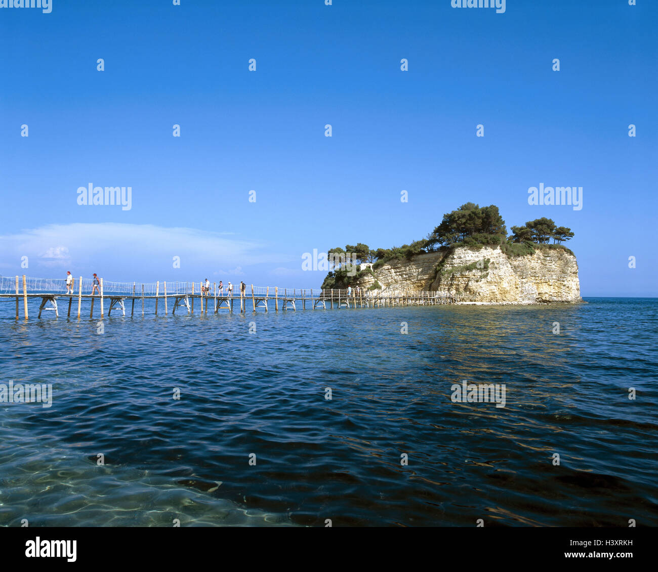 Greece, Ionian islands, Zakynthos, bay Laganas, rock island, wooden ...