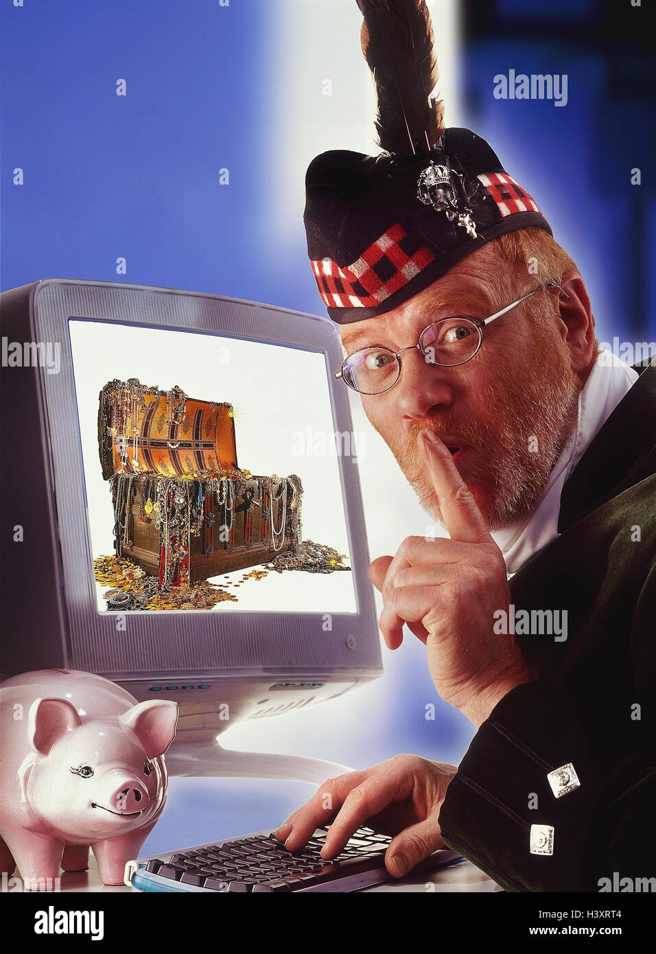 Bulkheads, piggy bank, computers, monitor, treasure chest, gesture ...