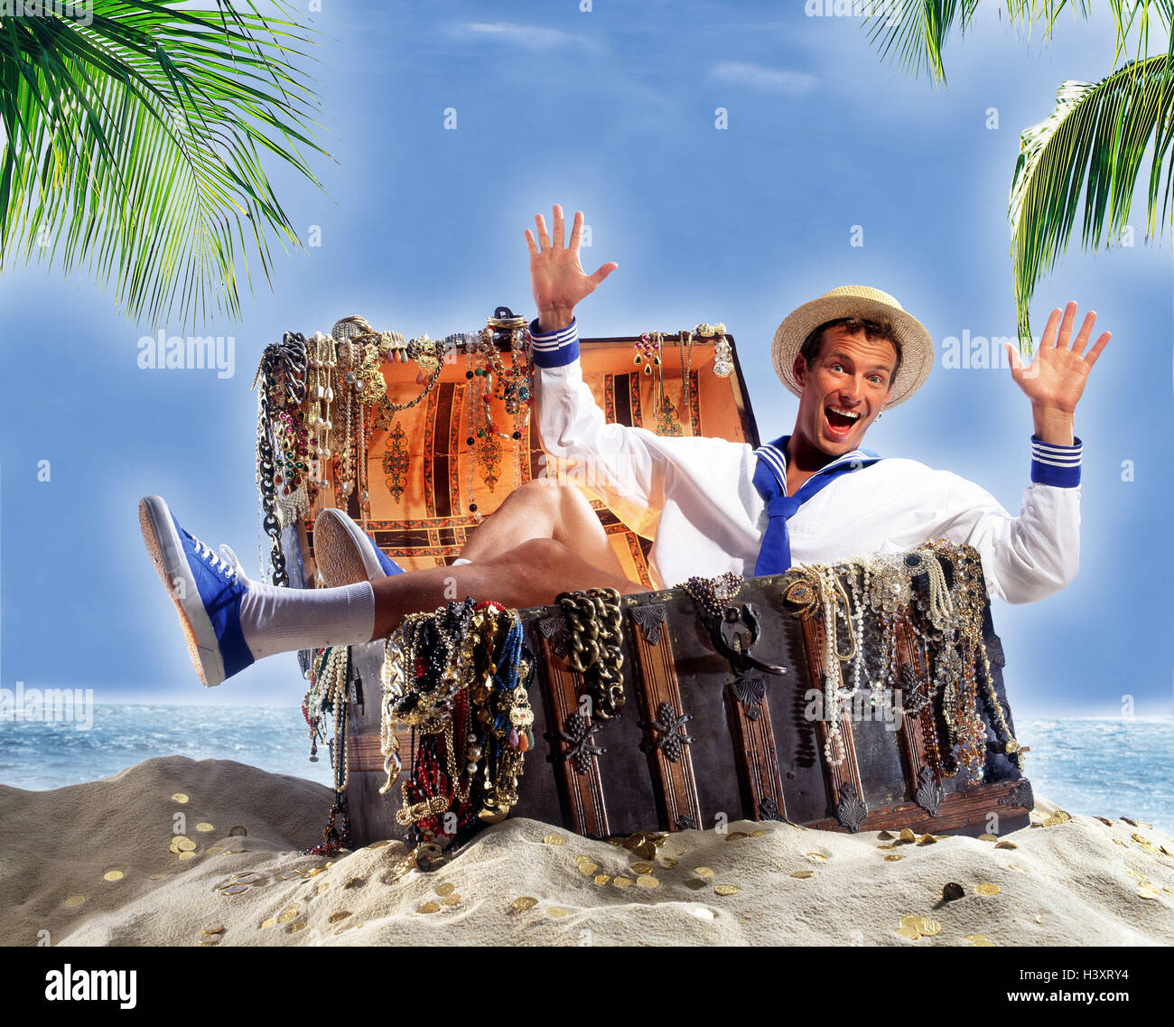 Beach, sailor, treasure chest, sit, wave concepts, studio, palm beach ...