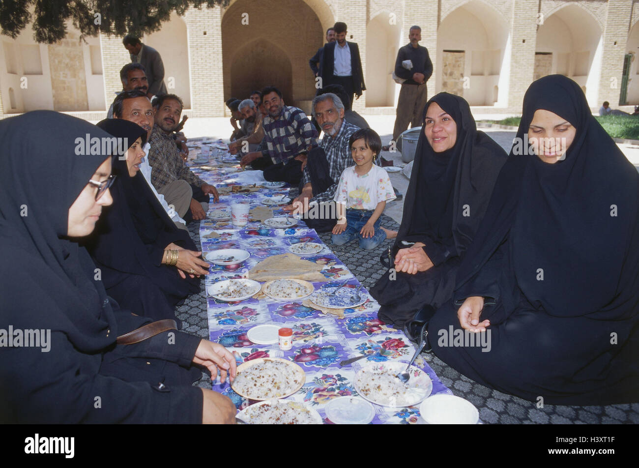 Iran, feast, women, men, eat, the Middle East, front East, the Near ...