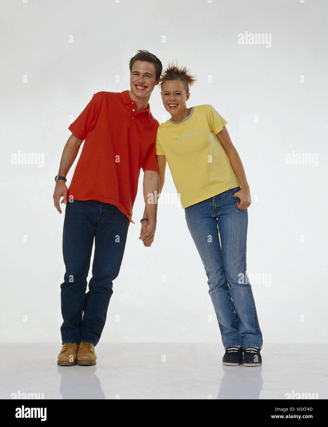 Teenager's couple, hands, hold, lean, laugh Teens, young persons ...