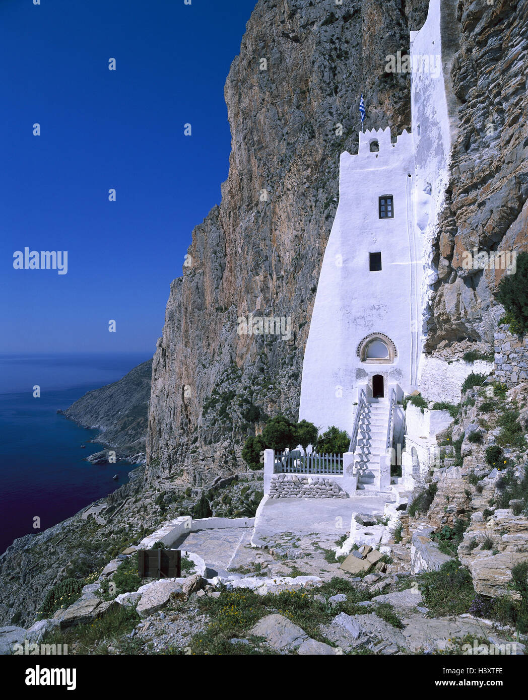 Greece, the Cyclades, island Amorgos, cliff face, cloister Panagia ...