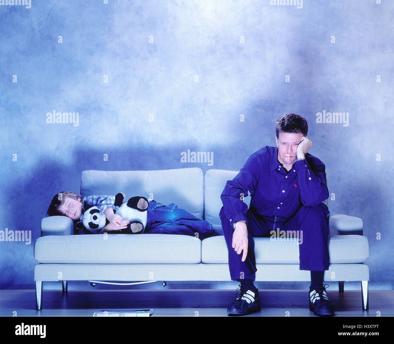 Father, son, couch, television, program, boringly, dull, Families, man ...