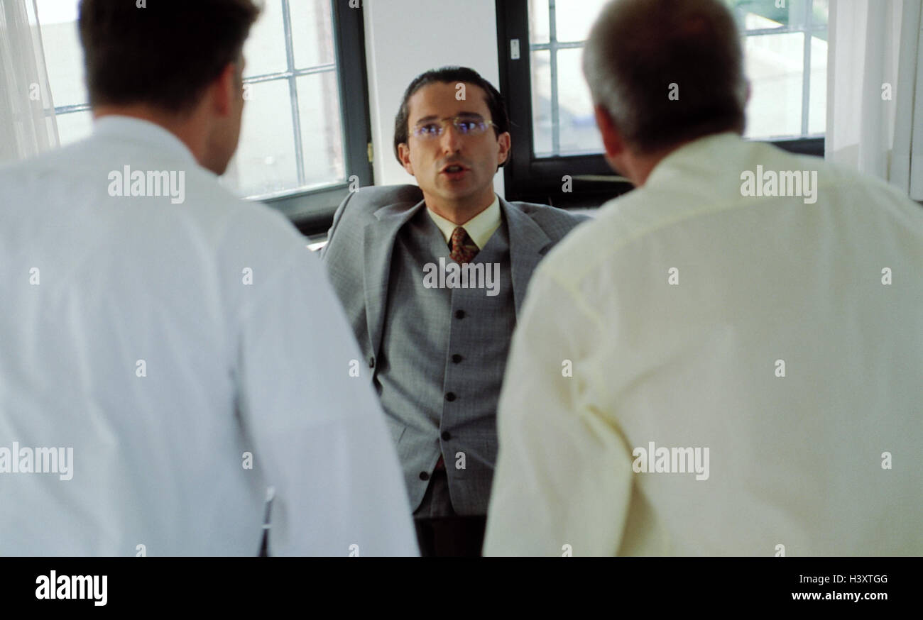 Office, desk, businessman, men, two, back view, pressurise, detail ...