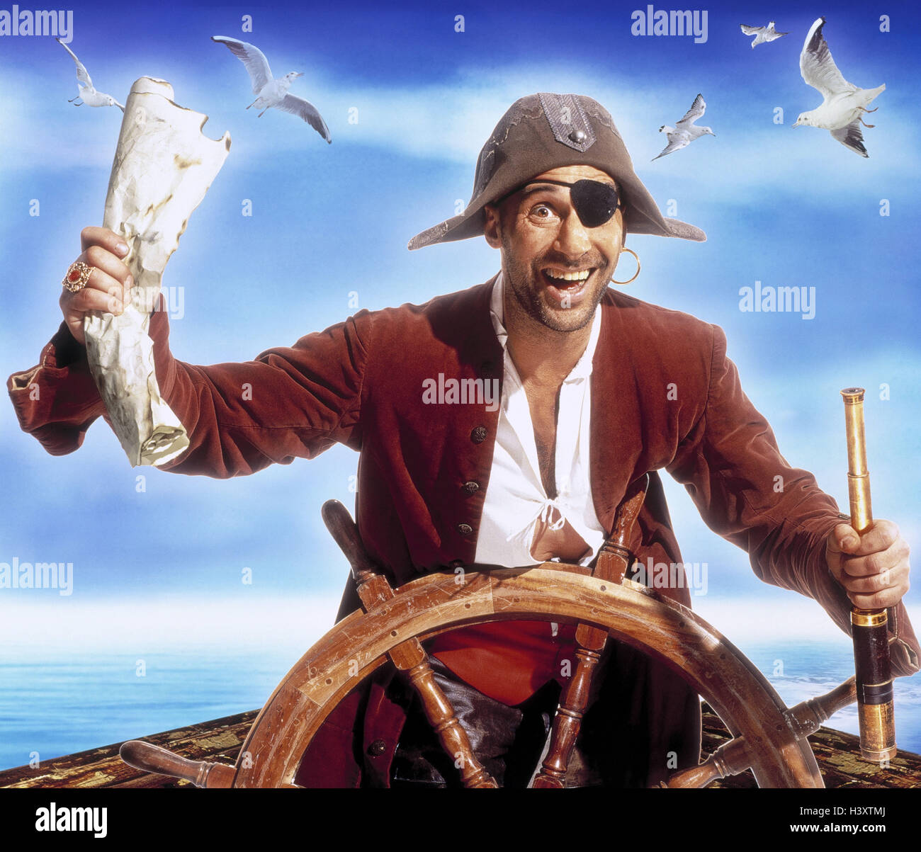 Composing, pirate, happy, tax, treasure card, binoculars, professions ...