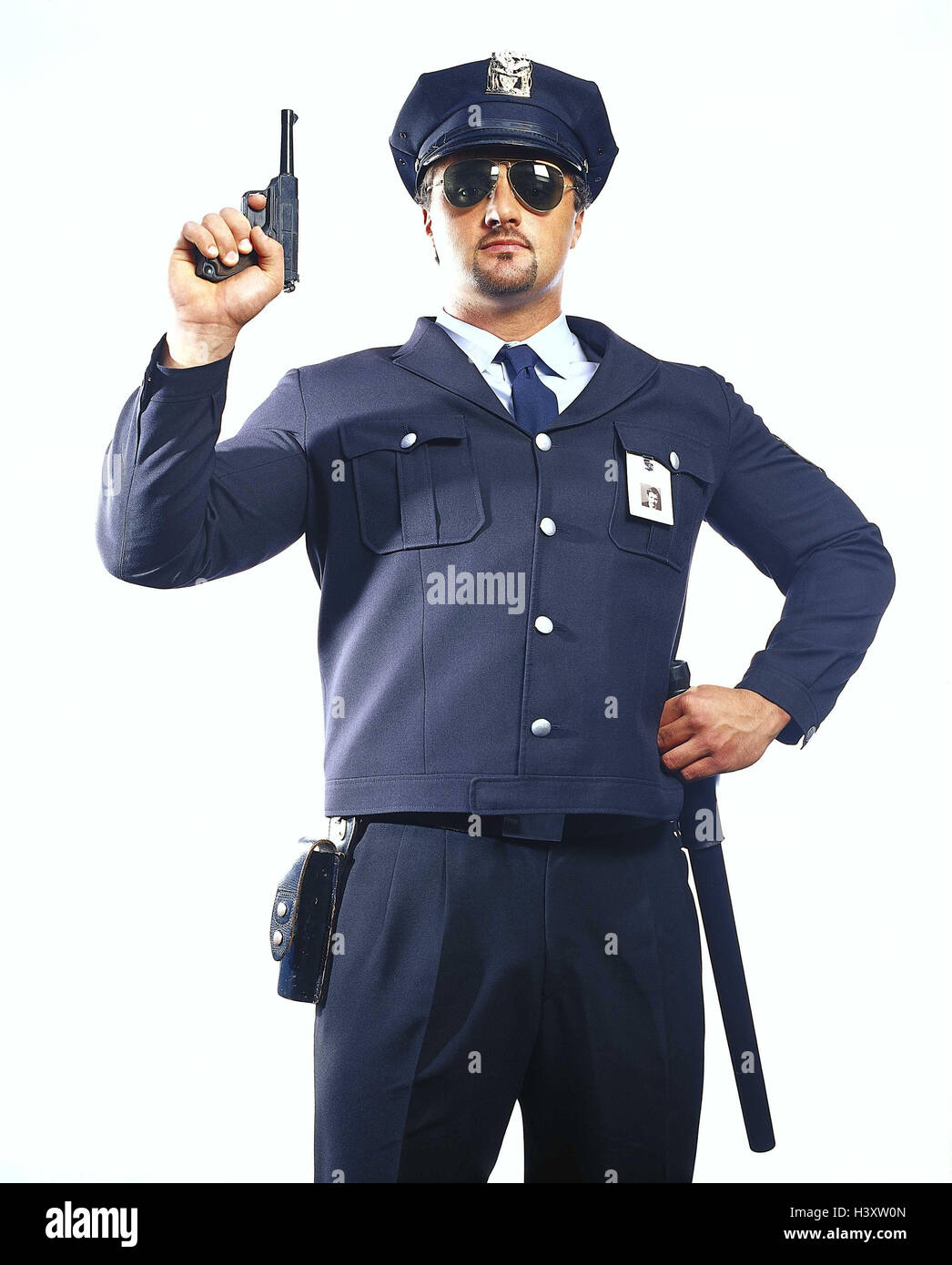Policeman, watchman, sunglasses, gun, studio, cut out, man, occupation ...
