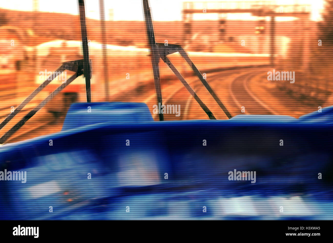 Train, driver`s cab, detail, view, windscreen, railway track, [M ...