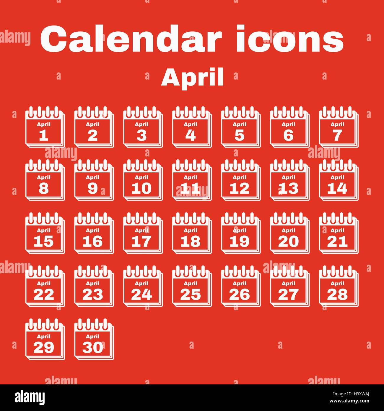 The calendar icon. April symbol. Flat Stock Vector Image & Art - Alamy