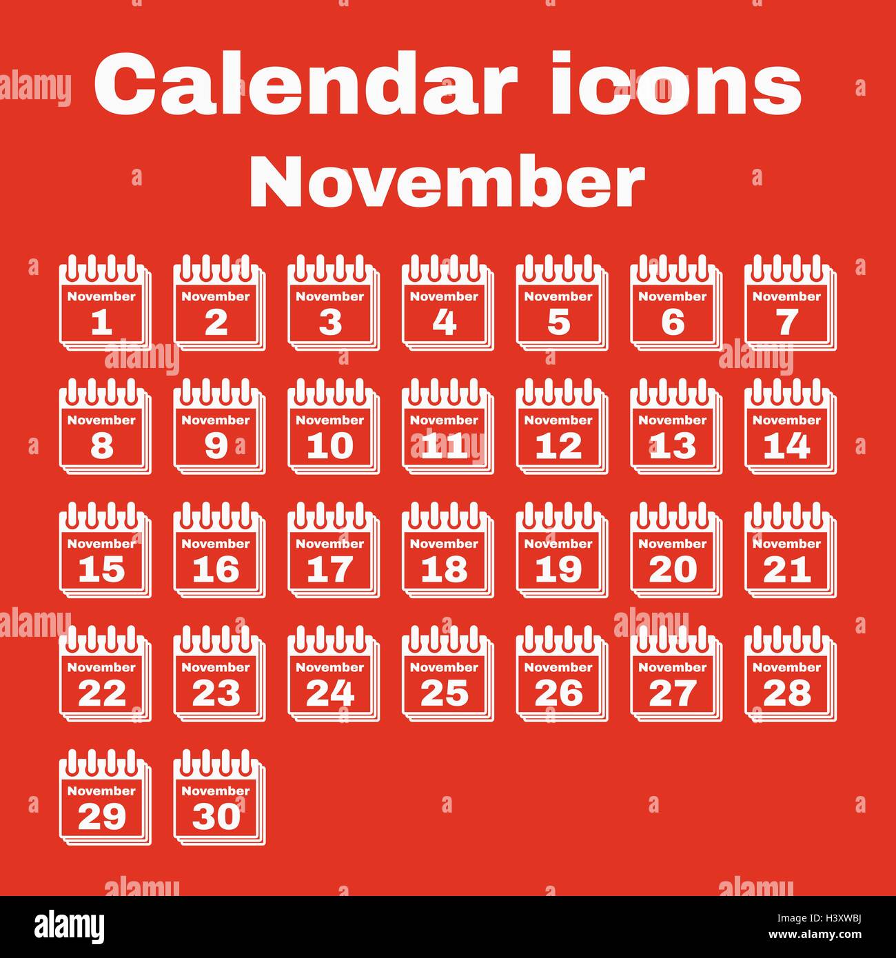 The calendar icon. November symbol. Flat Stock Vector Image & Art - Alamy