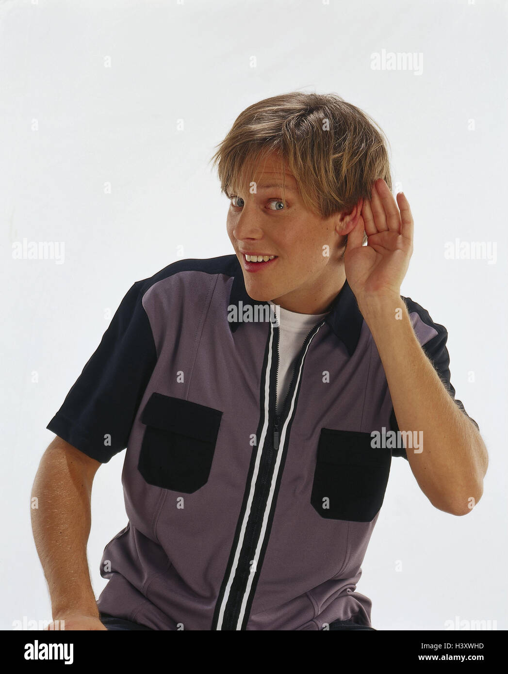Teenager's boy, blond, laugh, hear gesture, half portrait, Teens ... Teenager's boy, blond, laugh, hear gesture, half portrait, Teens ...