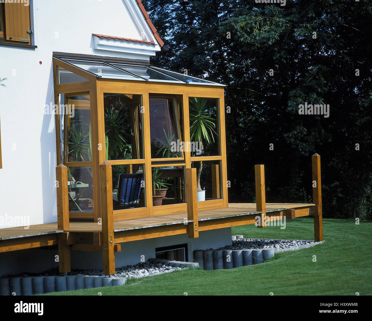 Single-family dwelling, conservatory, detail, residential house ...