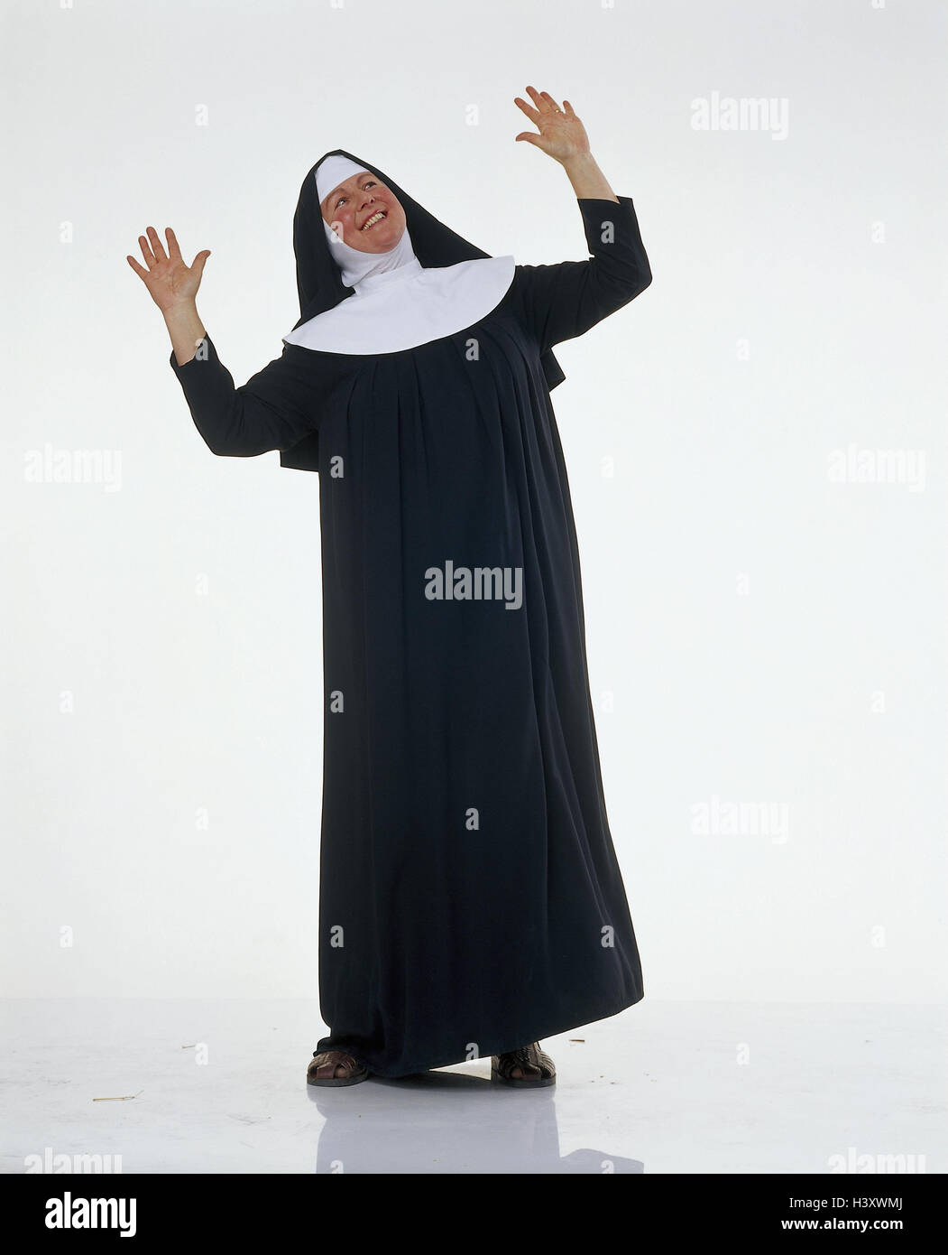 Benedictine, nun, habit, gesture, joy, professions, studio, cut out ...