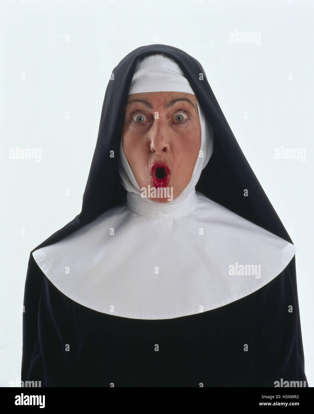 Benedictine, nun, habit, facial play, astonishment, infuriates, half ...