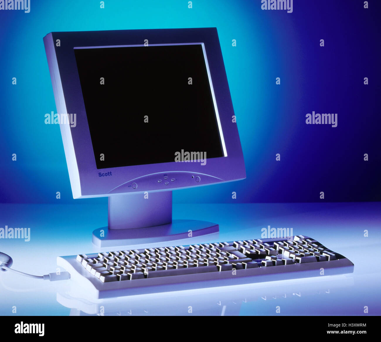 Computer, keyboard, flat screen, icon, information technology, data ...