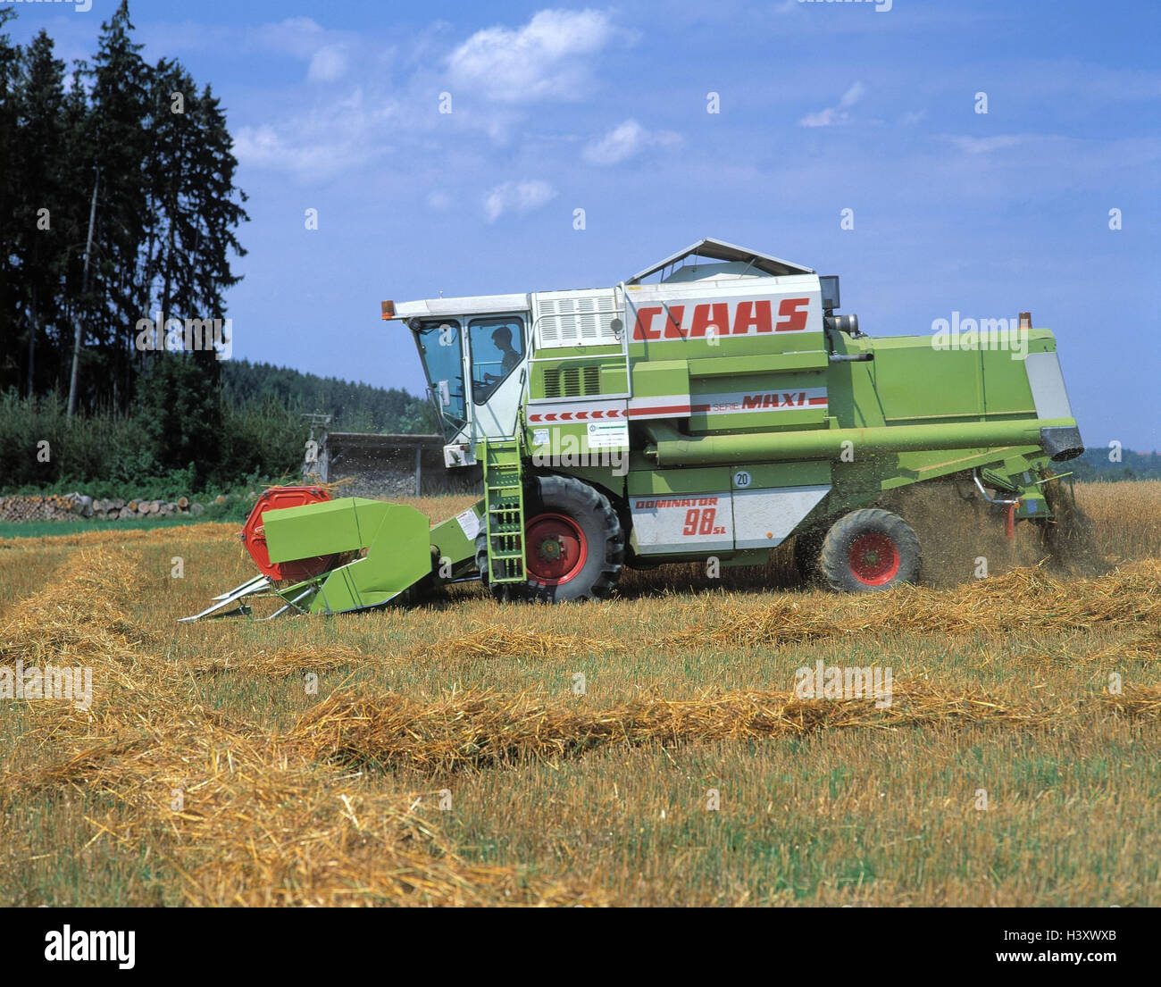 Germany, grain-field, combine harvester, harvest, near, agriculture ...