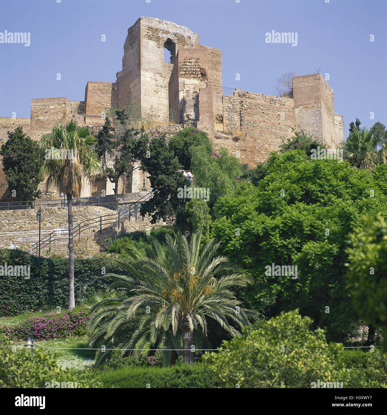 Spain, Andalusia, Malaga, Alcazaba, 14. Cent., park, Costa del Sol ...