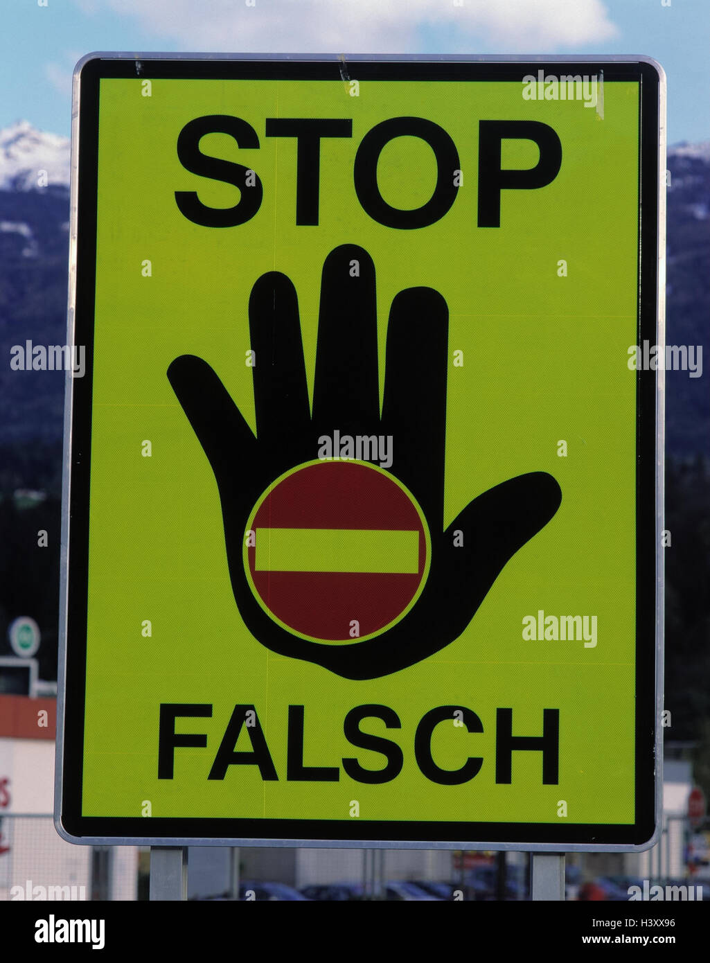 Danger sign, hand, Stop-wrong, way through forbade, sign, no parking ...