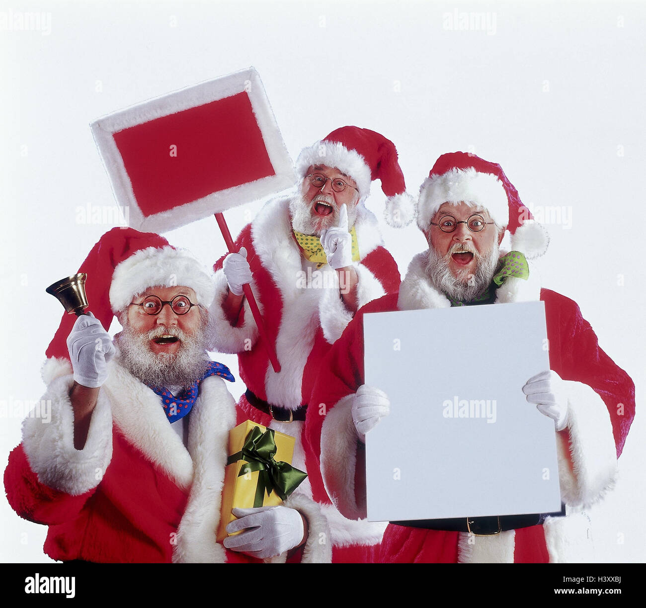 Santas, advertising media, present, bell, gesture, joy, enthusiasm ...
