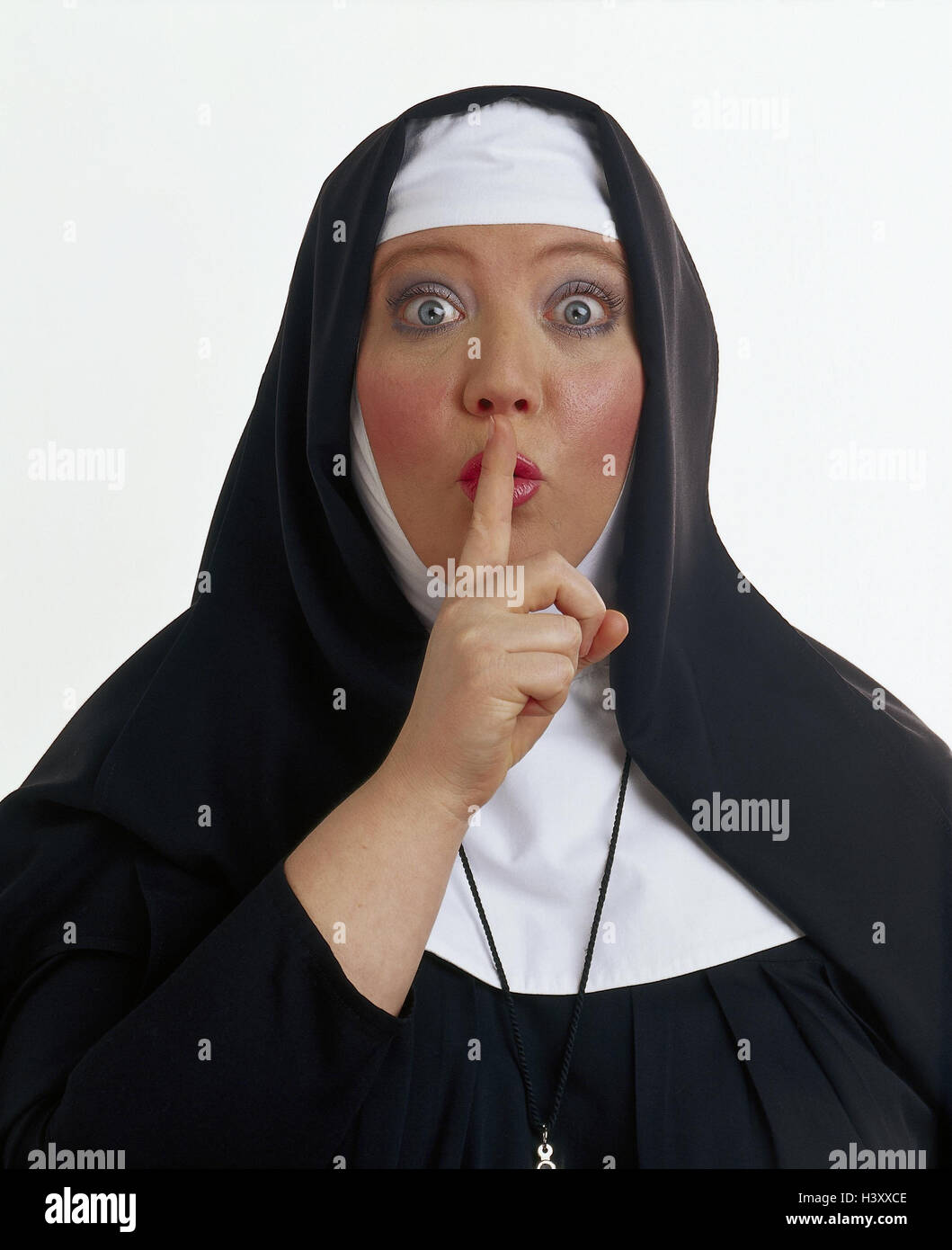 Benedictine, nun, habit, gesture, silence, quiet, half portrait ...