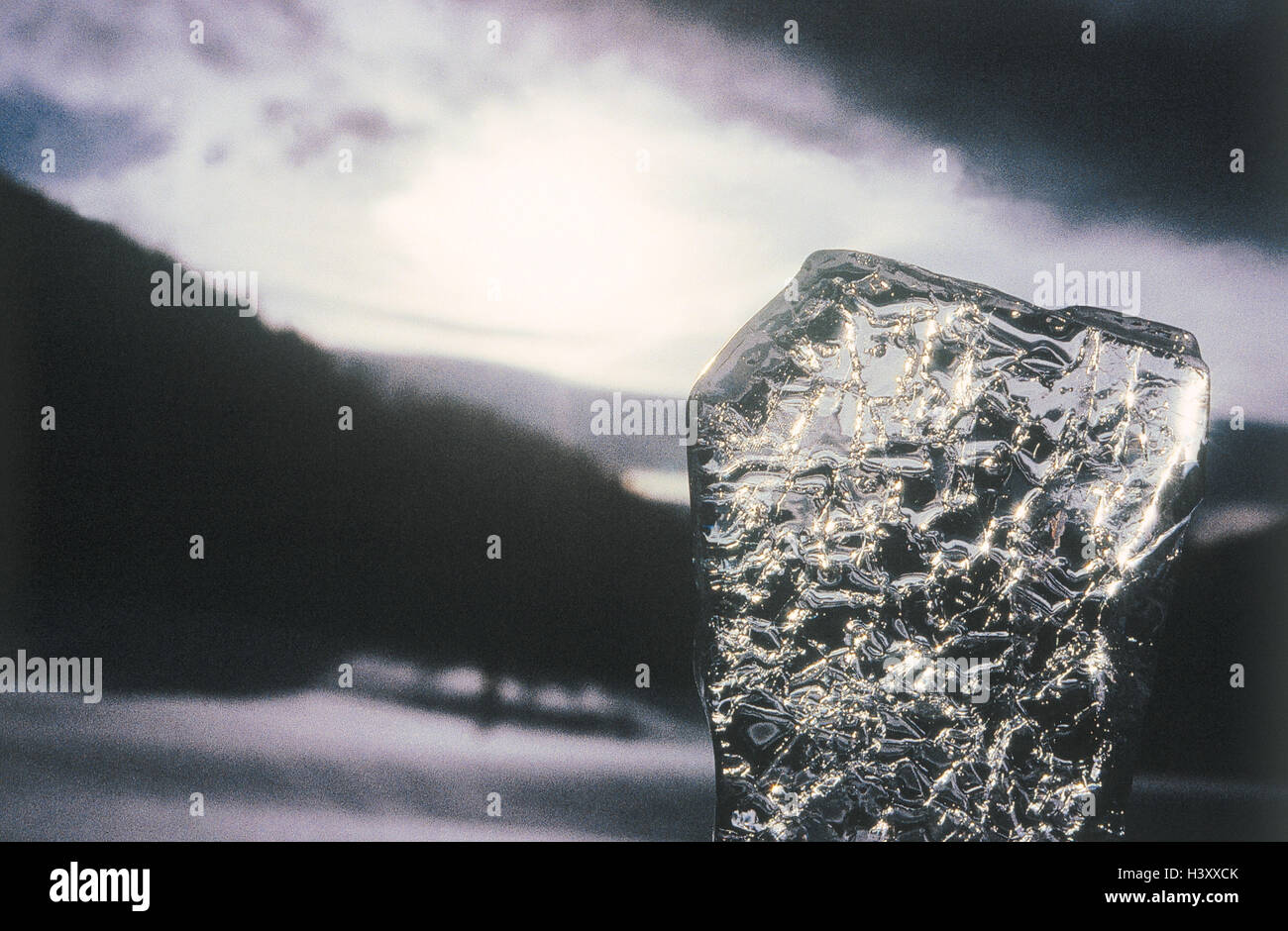 Block ice, back light, mountains, blur, ice, block, nature, coldly ...