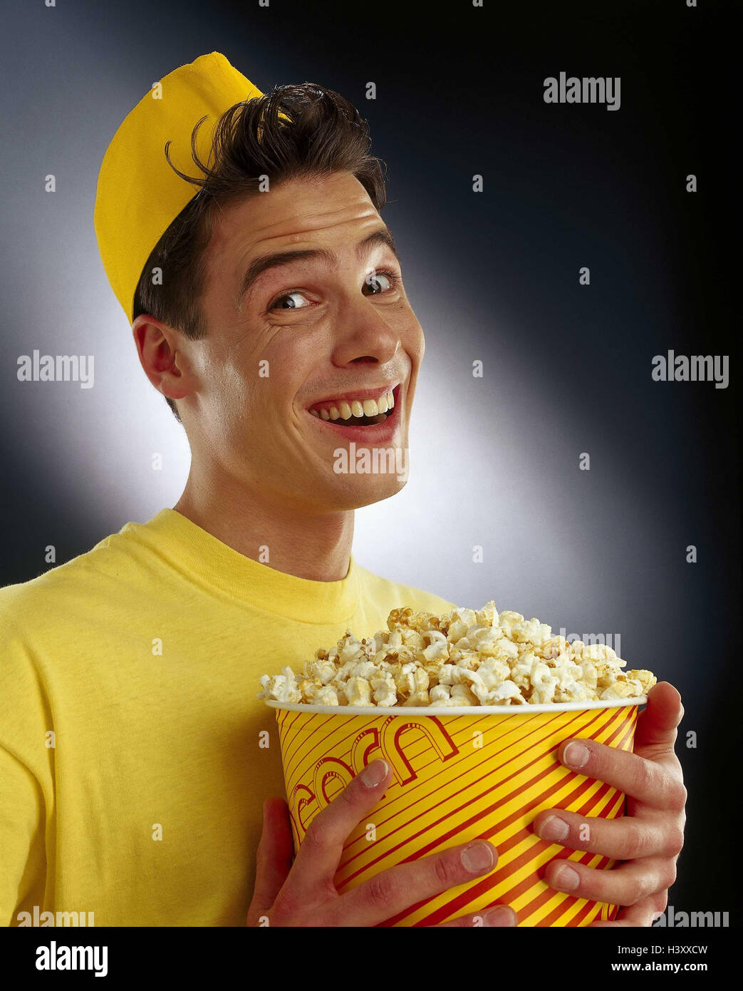 Popcorn sellers, young, happy, half portrait, professions, seller, man ...