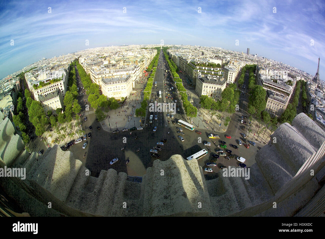 France, Paris, town overview, Champs Elysees, summer, Europe, town ...