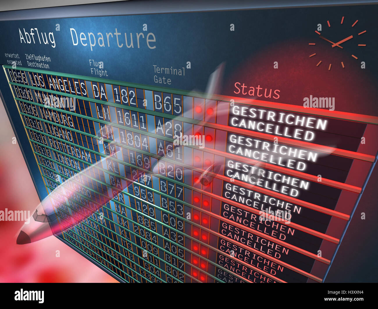 Composing, airport, indicator panel, flight data, airplane, information ...