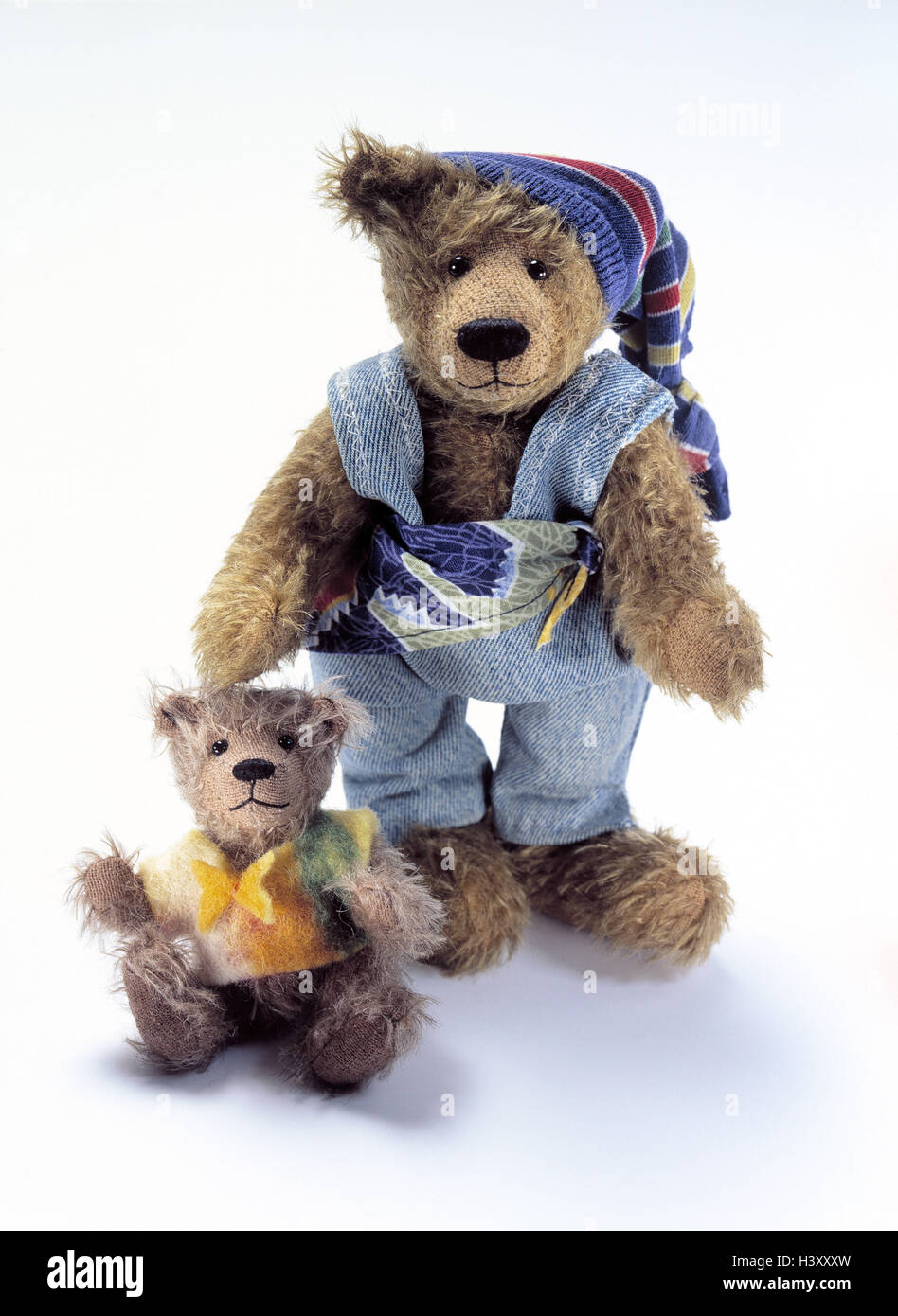 Toys, Teddy, overalls, pointed cap, pullover, yellow teddy bear, soft ...